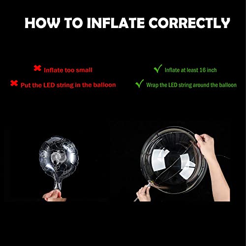 ComboJoy 12 Pack Big Light Up BOBO Led Balloons with Stick and Sequins | Transparent Balloons Glow in the Dark, Flicker in the Daylight | Perfect Supply for Glow Stick Party, Birthday Party, Wedding
