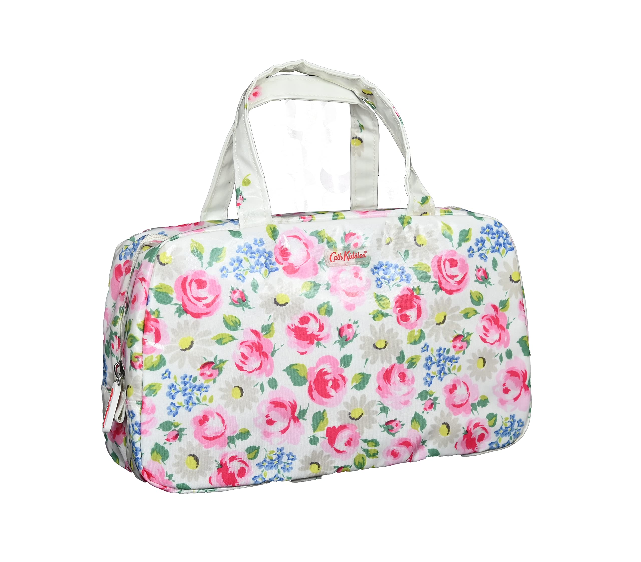 Cath Kidston Large Wash Bag Toiletry Bag with Handles in Rose Design in Warm Cream Oilcloth