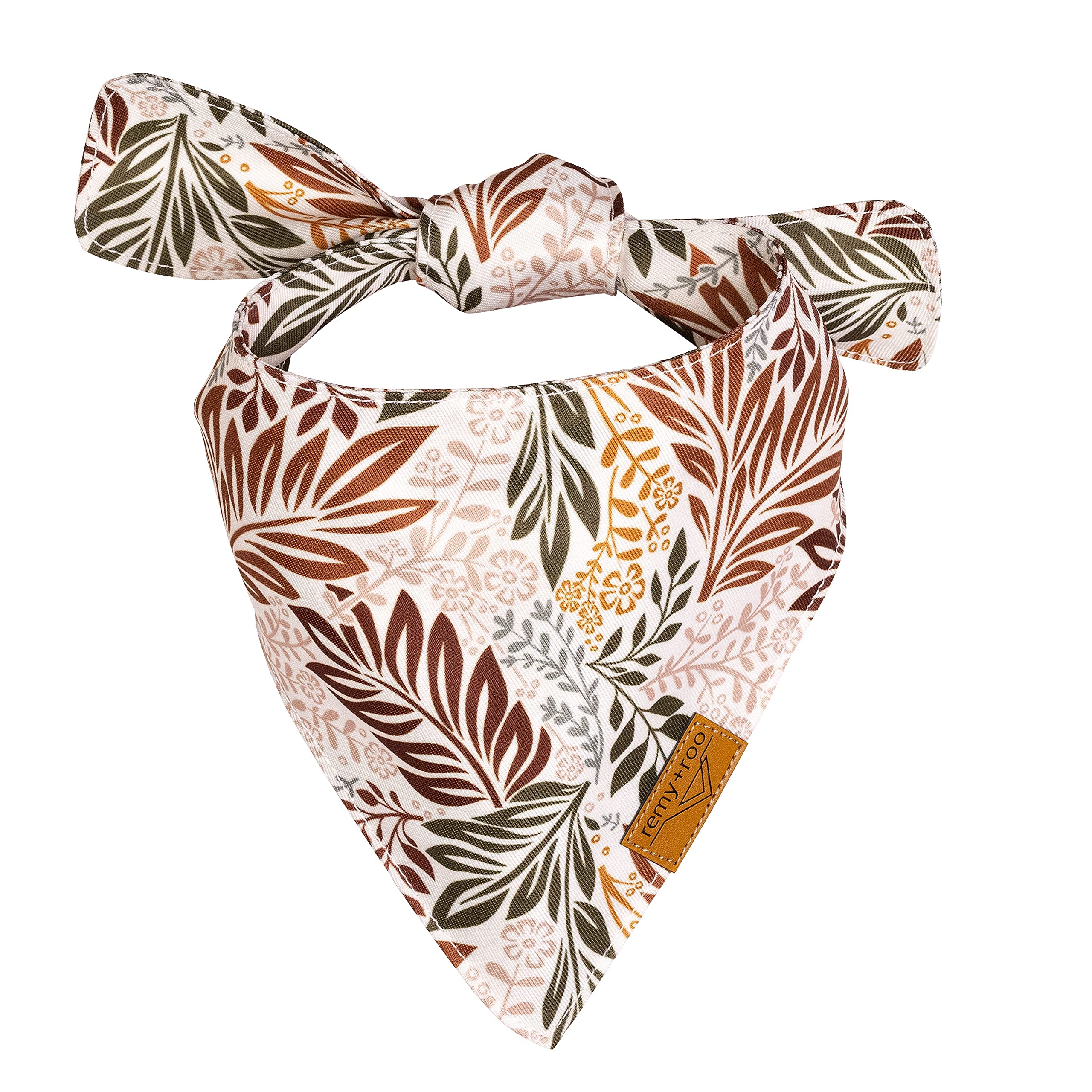 Remy+Roo Fall Dog Bandanas 4 Pack - Amber Set, Premium Durable Polyester Fabric, Patented Curved Design, Adjustable Fit for Small, Large, and XL Dogs, Trendy Patterns, Dog Fall Bandanas (Small)