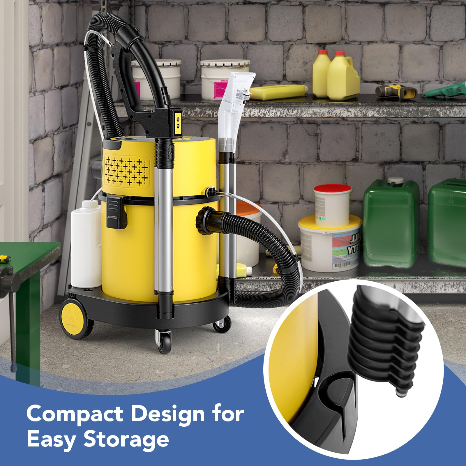 COSTWAY Wet Dry Vacuum Cleaner, 4-in-1 Portable Carpet & Upholstery Cleaner Machine with 5.5 Peak HP & 17 KPA Max Suction, Shampoo Vac Cleaner with Attachments for Floor, Stair, Sofa, Car, Gap