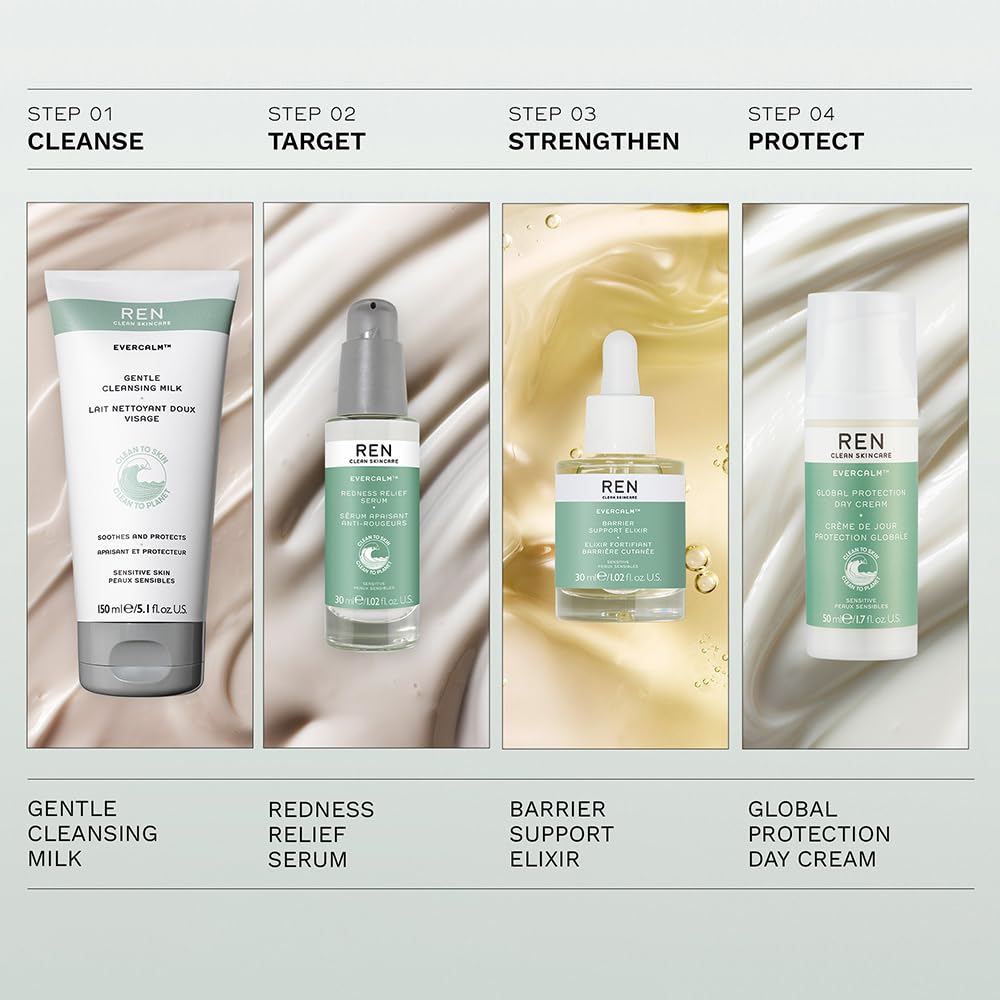 REN Clean Skincare - Evercalm™ Barrier Support Elixir - Skin Barrier Strengthening Face Oil for Dry & Sensitive Skin, 1 fl oz