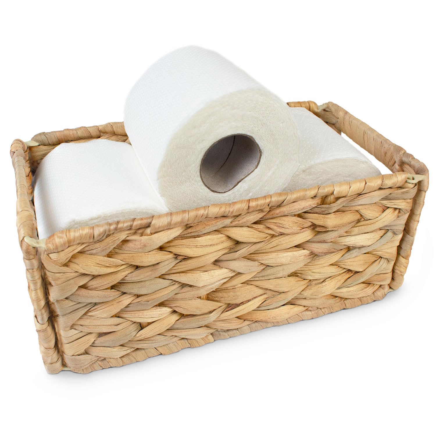 Hand Woven Water Hyacinth foldable Wicker Basket 11.3x6x5 inches