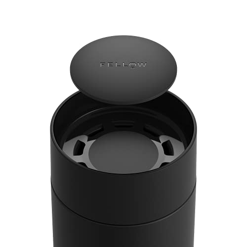 Fellow Carter Move Mug with 360º Sip Lid - Open Top Coffee To-Go Tumbler with Ceramic Interior, Vacuum-Insulated Stainless Steel, Matte Black, 8 oz Cup