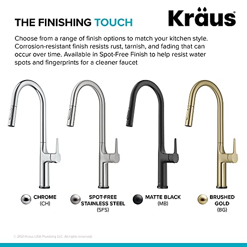 KRAUS Oletto Tall Modern Single-Handle Touch Kitchen Sink Faucet with Pull Down Sprayer in Chrome, KTF-3101CH