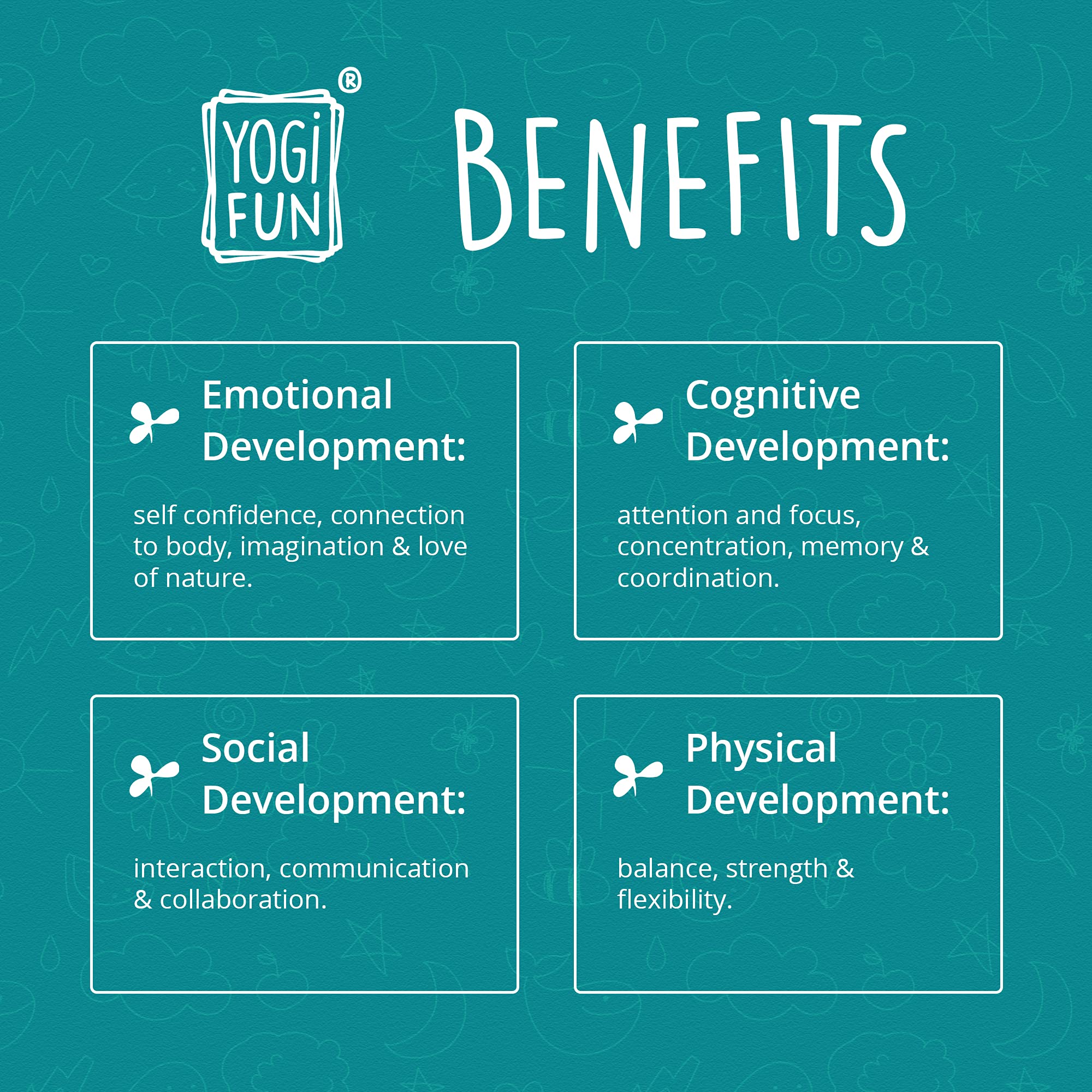 YOGi FUN Kids Yoga Cards Kit with Illustrations, Rhyming Poems, Birthday Activity and 2 DIY Dice