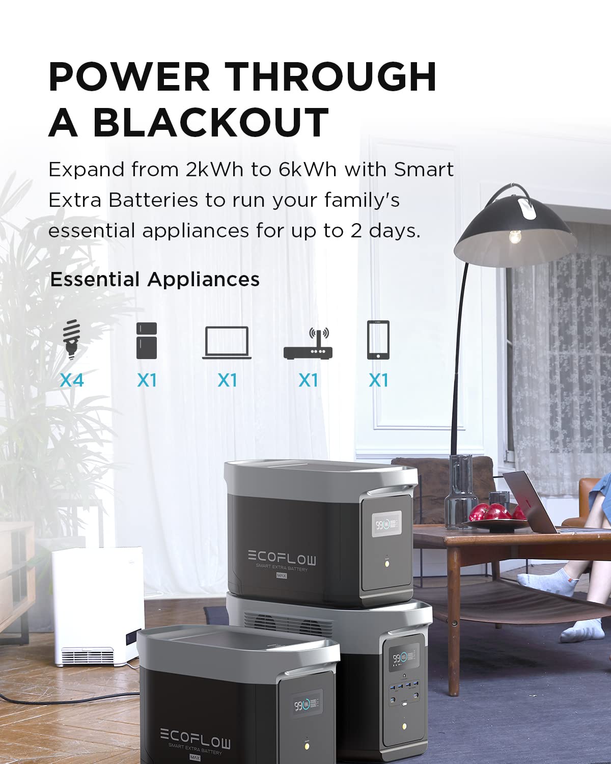 EF ECOFLOW Portable Power Station DELTA Max 2000, 2016Wh Expandable Capacity, 1.8H to Full Charge, Solar Generator for Home Backup, Emergency, Outdoor Camping(Solar Panel Optional)