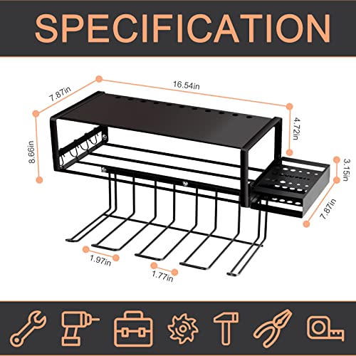 Power Tool Storage Organizer,Wall Mount Tool Holder Rack for Electric Drill,Heavy-Duty Tool Storage with Screwdriver Holder,Premium Garage Storage & Organization,Perfect Storage Gift for Men Husband