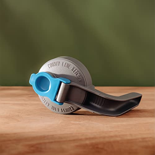 County Line Kitchen - Mason Jar Flip Cap Lid with Handle, Airtight and Leak-Proof Seal - Wide Mouth, Sky Blue