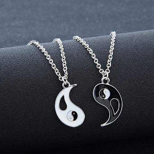 MileHouse Fine Necklace for Girls,2Pcs/Set Best Friends Tai Chi Yin Yang Hollow Pendant Split Matching Necklace