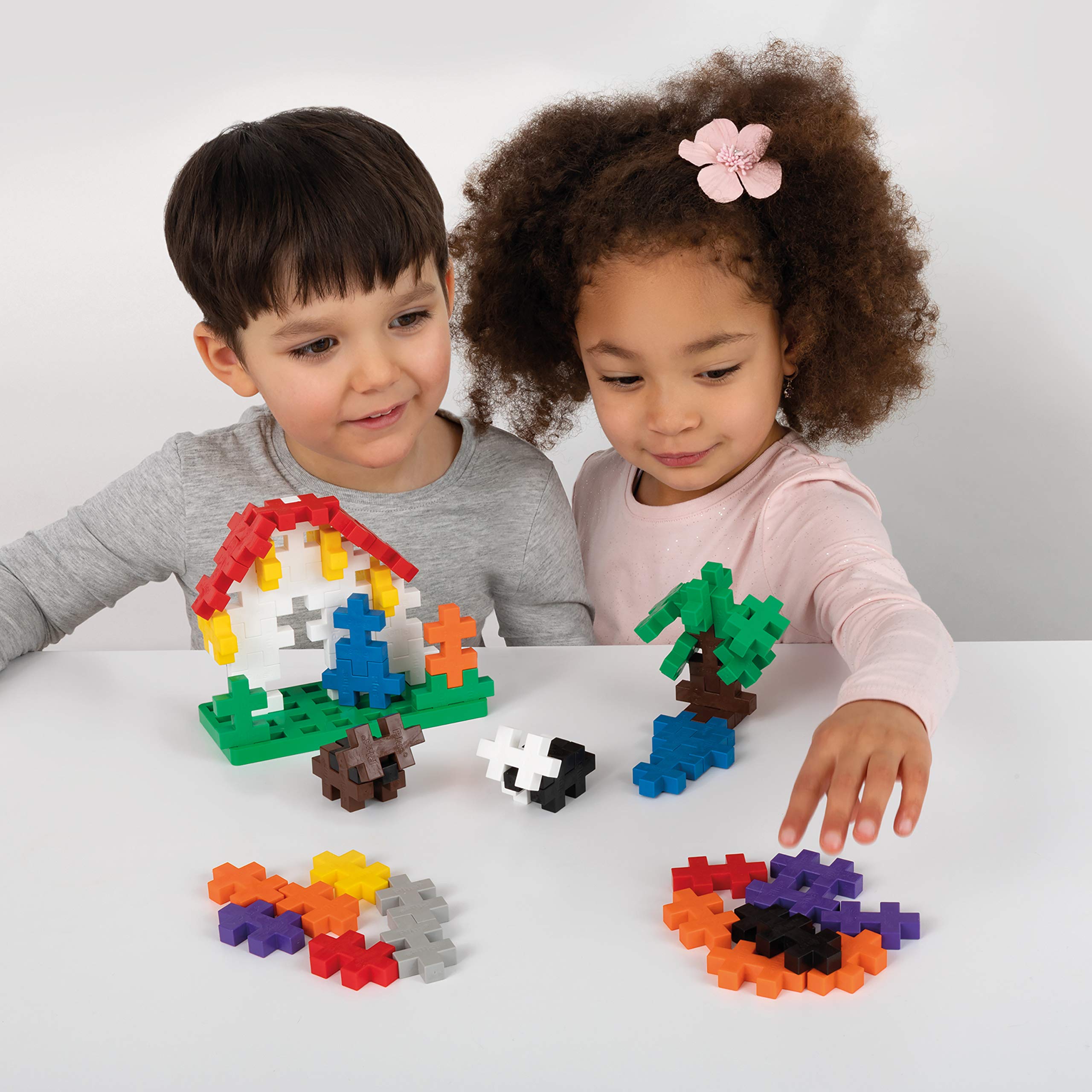 Plus-Plus Big - 200 Big pc in Storage Tub - Basic, Neon and Pastel Mix w/Baseplates - Construction Building Steam Toy, Interlocking Large Puzzle Blocks for Toddlers and Preschool