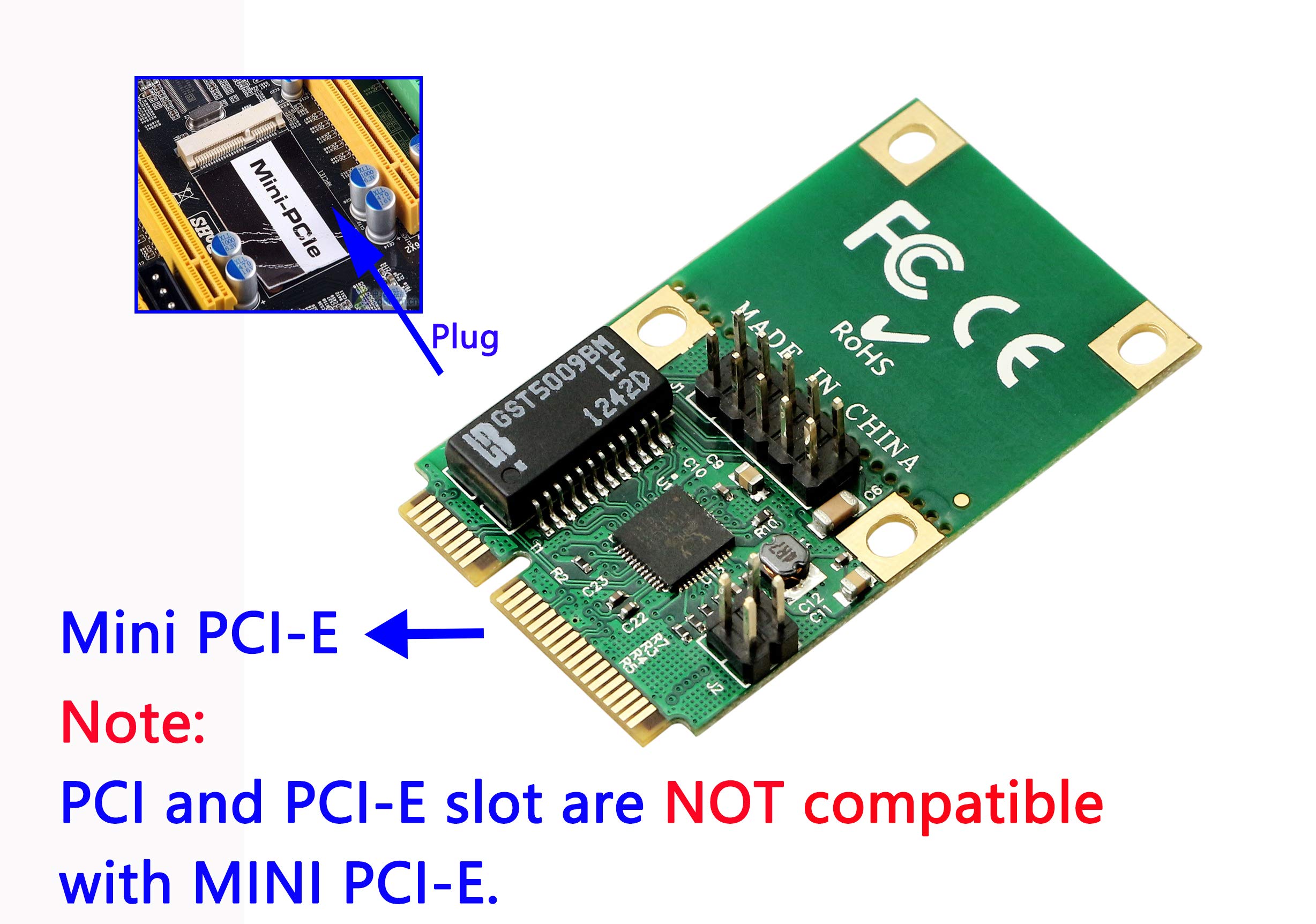 CERRXIAN Mini PCI-E Gigabit Ethernet PCI Express Network Card NIC 10/100 / 1000Mbps with Low Profile Bracket
