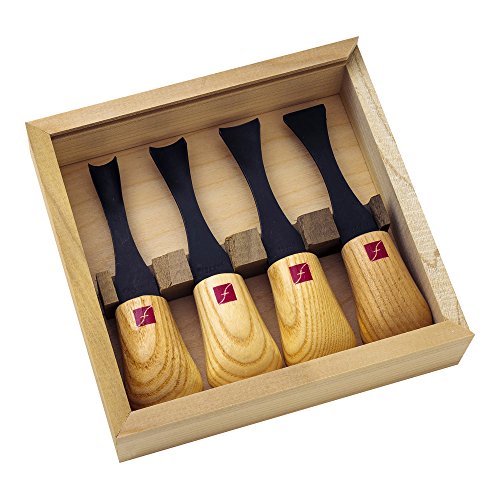 Flexcut 4-pc Super-Wide Format Palm Set, Includes #3 x7/8 inch, 6 x 13/16 inch, 8 x 11/16 inch and #9 x 9/16 inch. (FR704)