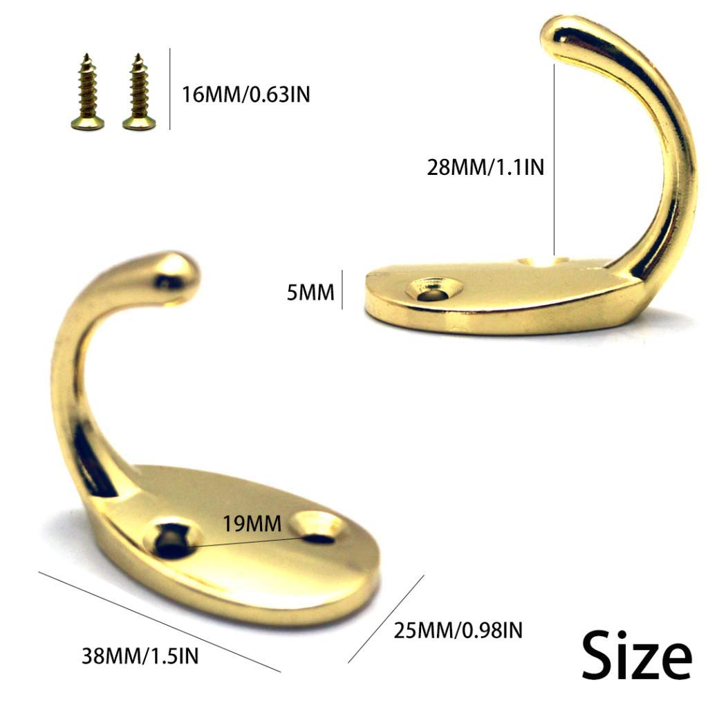 Ktdzone Coat Hooks Wall Mounted Robe Hook Single Coat Hanger with Screws Bronze 4Sets
