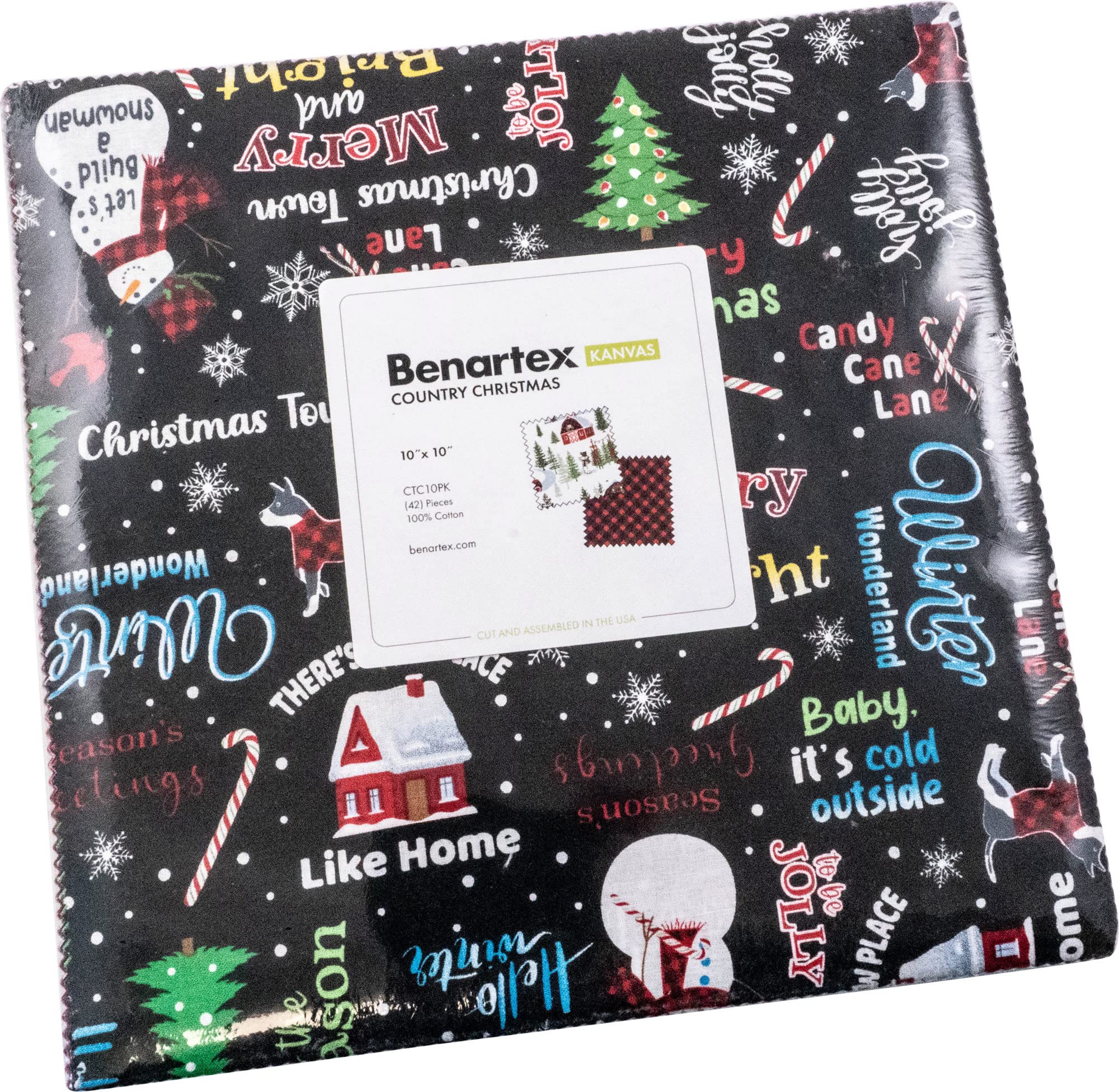 Kanvas Studio Country Christmas 10X10 Pack 42 10-inch Squares Layer Cake Benartex