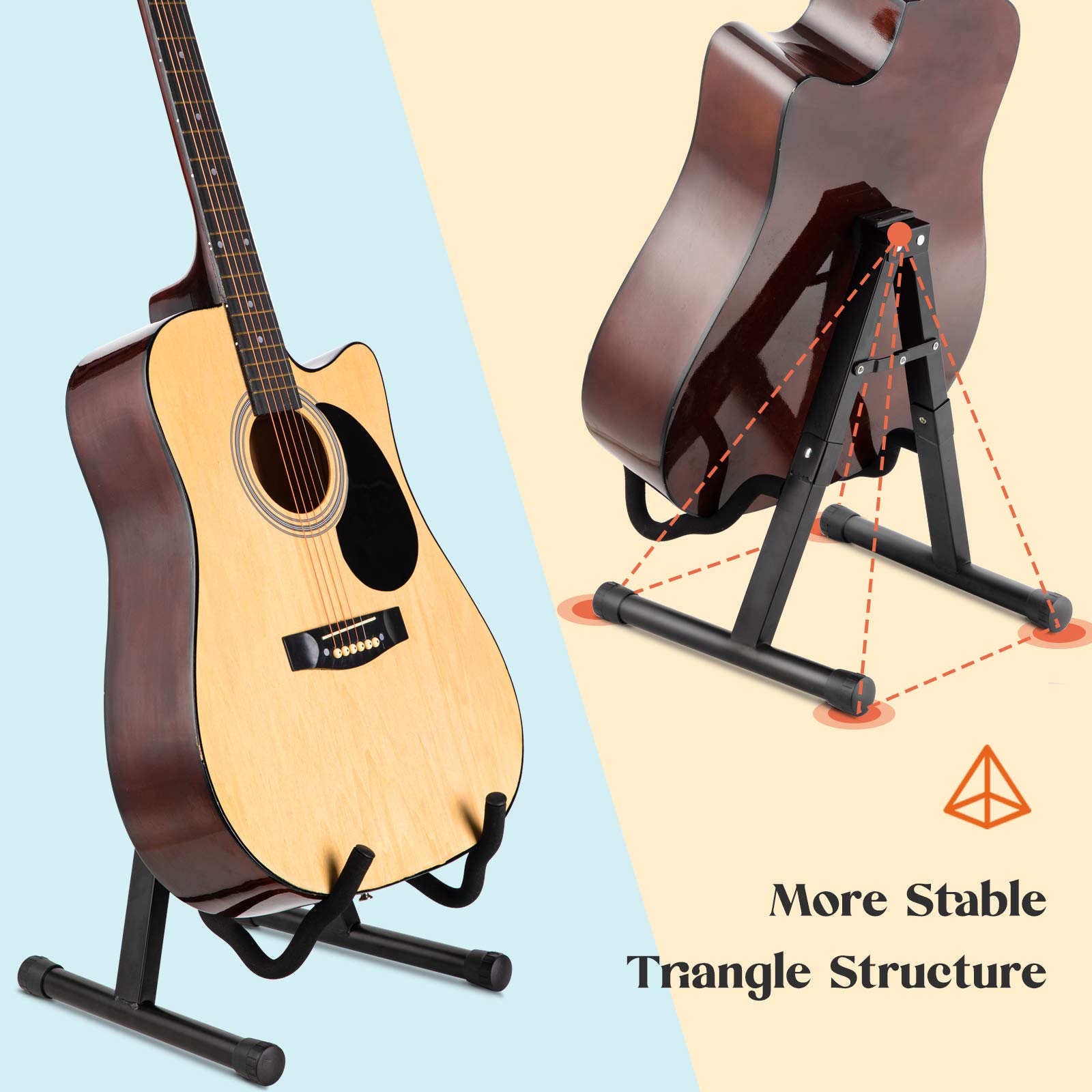 CAHAYA Guitar Stand Folding A frame Floor Universal Metal for Acoustic Classical Electric Bass Guitars Banjo Ukulele Portable CY0251