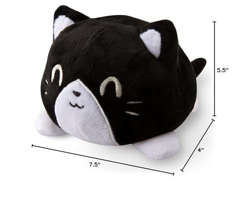 TeeTurtle - The Original Reversible Cat Plushie - Tuxedo - Cute Sensory Fidget Stuffed Animals That Show Your Mood
