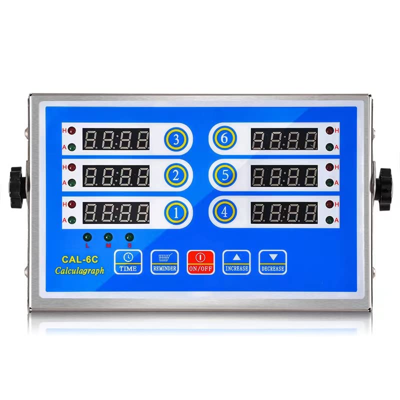 Commercial 6 Channel Timer - DEGOTM Kitchen Stainless Steel 6 Channel Timer Cooking Timers Baked Burger Fried Chicken Loud Alarm Reminder for Restaurant Home Kitchen
