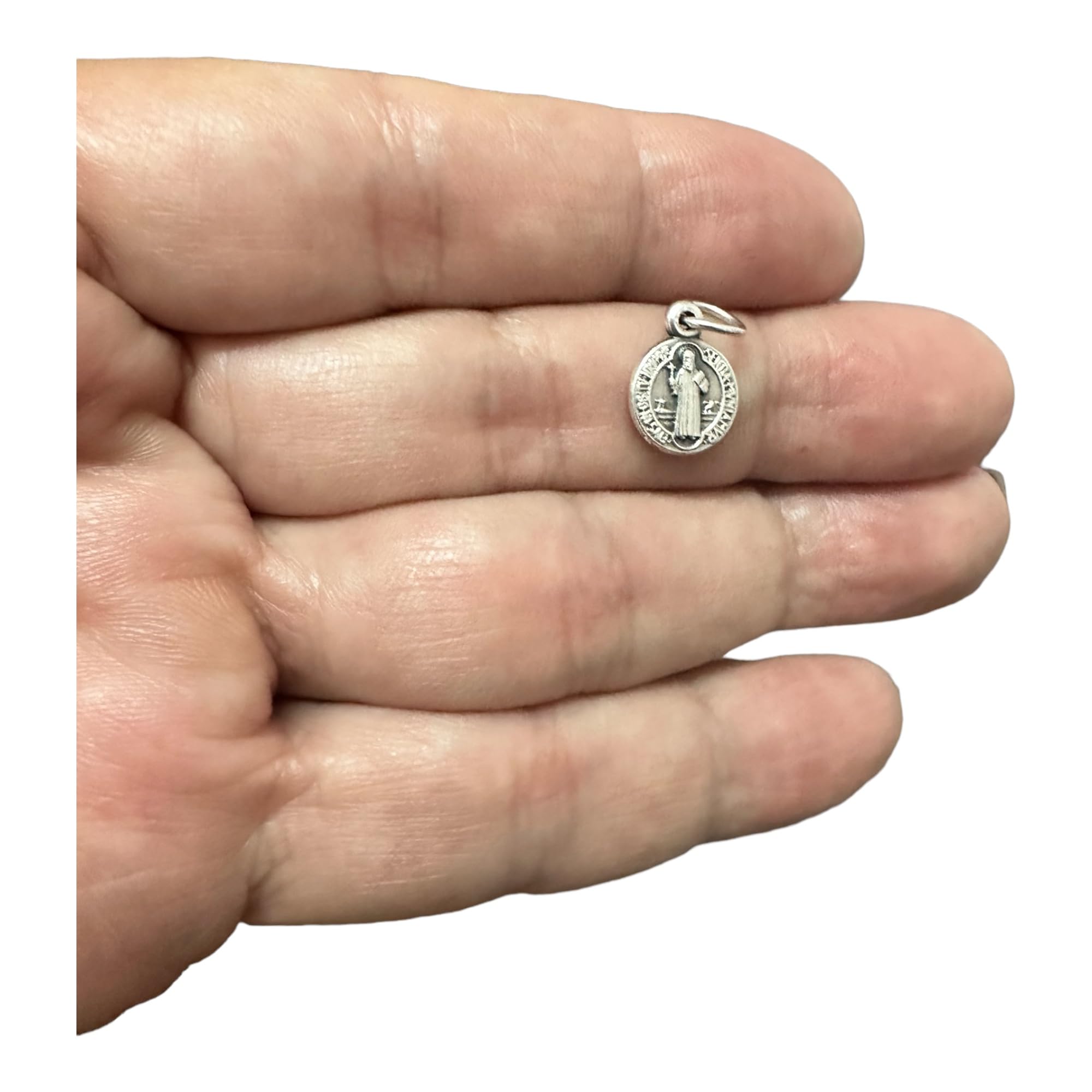 Catholica Shop Lot of 12 Mini Antque Silver Tone St Benedict Protection Medals - Mini