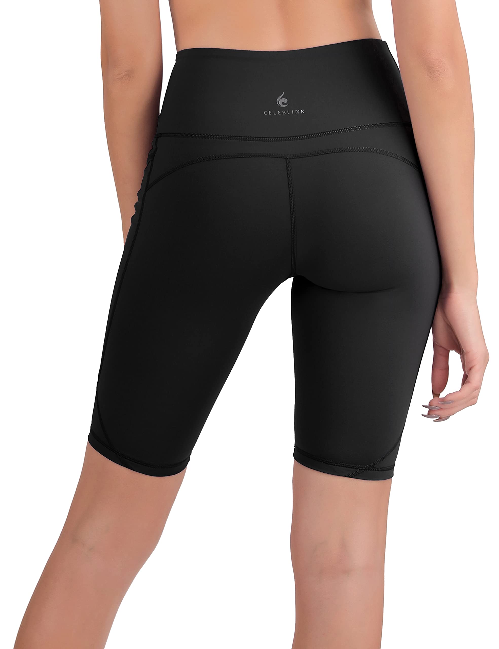 celeblink Biker Shorts for Women 9" Compression Workout Shorts Tummy Control Athletic Running Yoga Bike Shorts with Pocketsā Medium Black