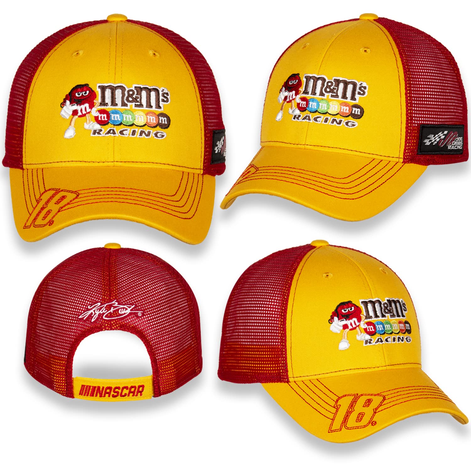 Checkered Flag Sports NASCAR 2022 Vintage Sponsor Trucker Mesh Adjustable Hat Cap-Kyle Busch #18