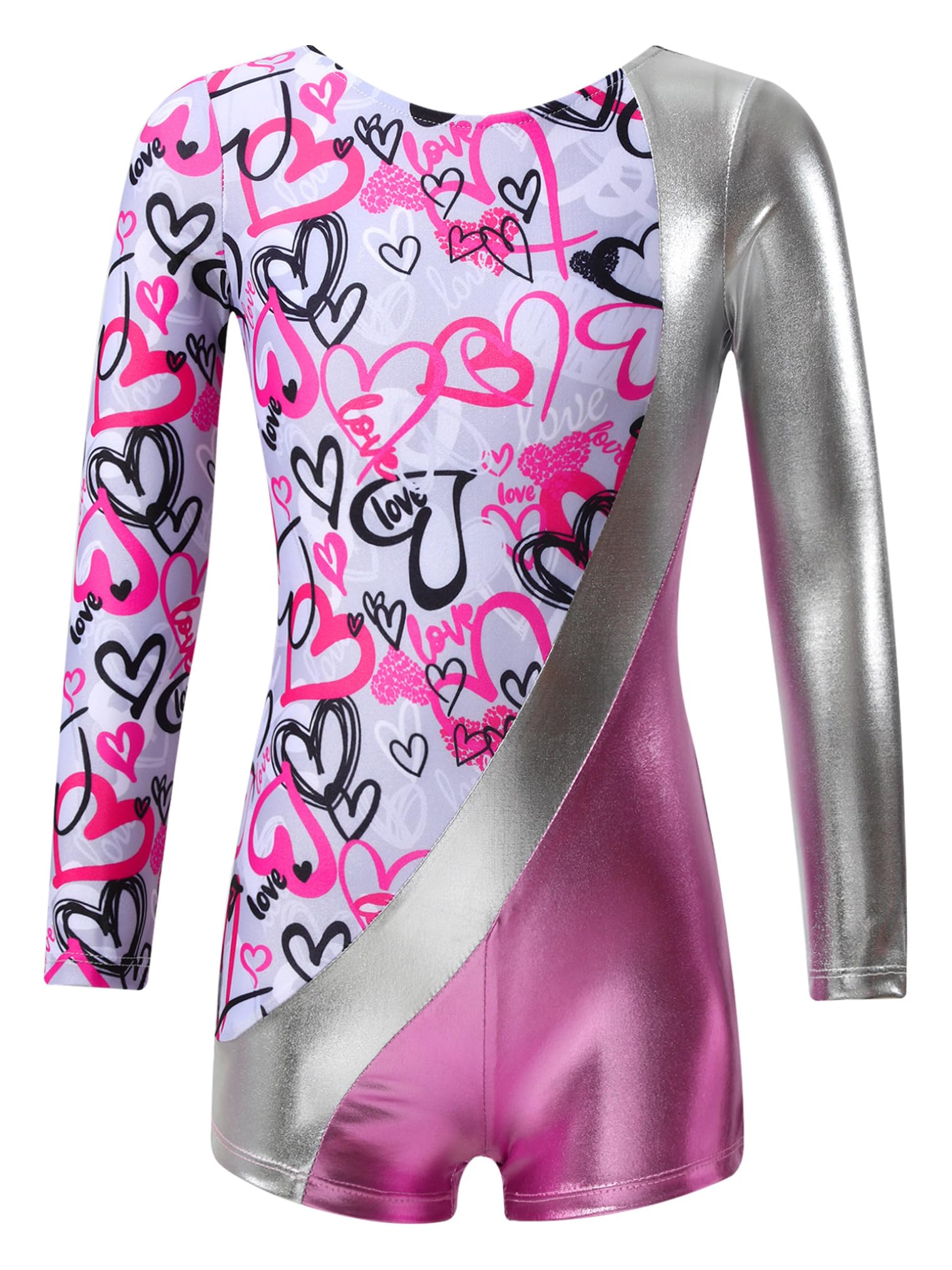 Choomomo Junior Girls Mesh Splice Gymnastics Dance Leotard One Piece Sports Workout Jumpsuit Pink 8 Years