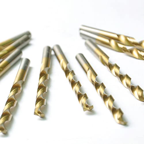 VALYRIANTOOL Titanium Drill Bit Set 5PCS 1/2" HSS Jobber Drill Bits, Premium 4341 High Speed Steel Drill Bits Set with 3/8" Reduced Shank for Drilling on Mild Steel, Copper, Aluminum (1/2"(5PCS))