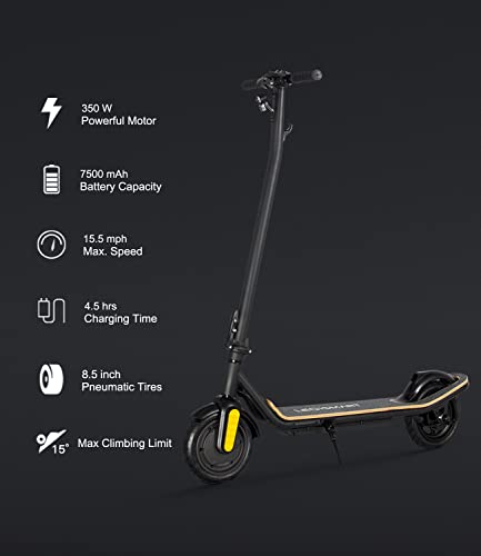 LEQISMART Electric Scooter Adults, 350W Motor & 15.5MPH, 8.5" Pneumatic Tires, 12-17 Miles Range E with 270Wh Battery, Foldable Commuting for Adults