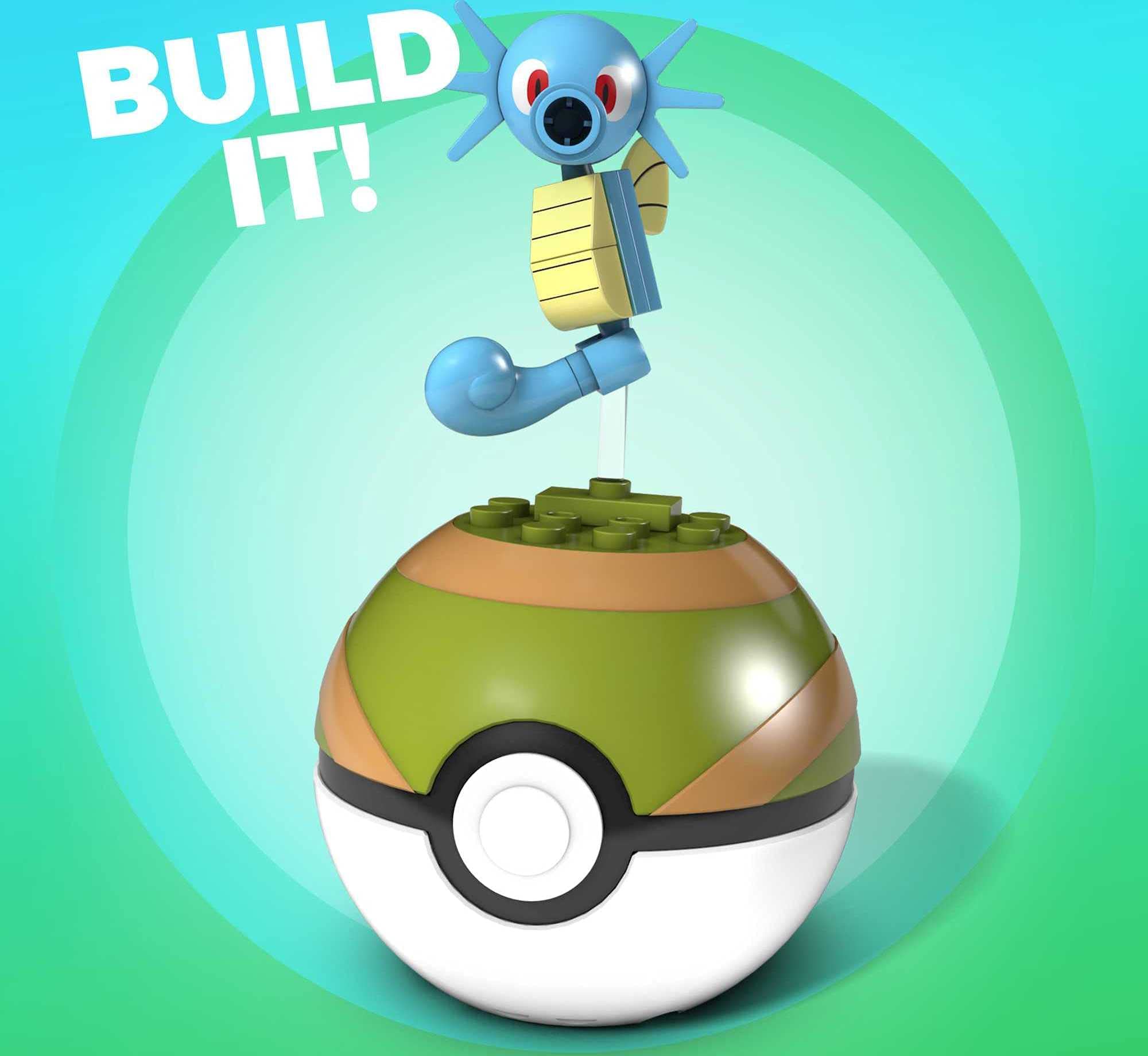 Mega Construx Pokemon Horsea Construction Set with Character Figures, Building Toys for Kids (19 Pieces)