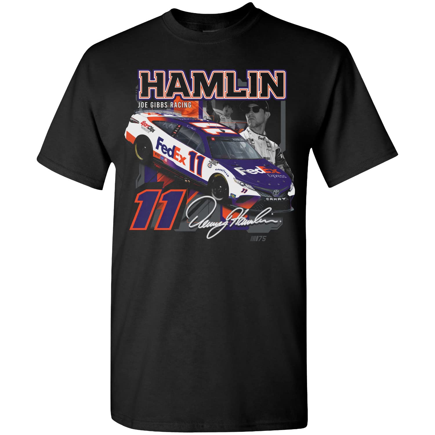 Checkered Flag Sports Denny Hamlin 2023 FedEx Draft T-Shirt Black (as1, Alpha, l, Regular, Regular)