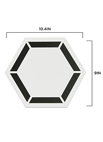 FloorPops 9" x 10.4" Coltrane Peel & Stick Hexagon Vinyl Floor Tiles (10 Tiles), (4.5 sqft/Carton), Off-White