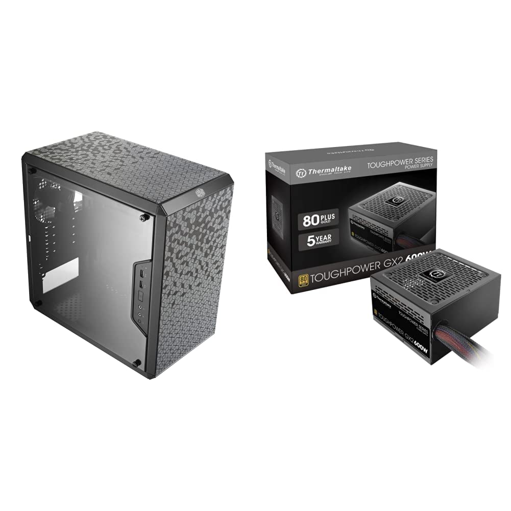 Cooler Master MasterBox Q300L Micro-ATX Tower & Thermaltake Toughpower GX2 80+ Gold 600W SLI/Crossfire Ready Continuous Power ATX 12V V2.4/EPS V2.92 Non Modular Power Supply