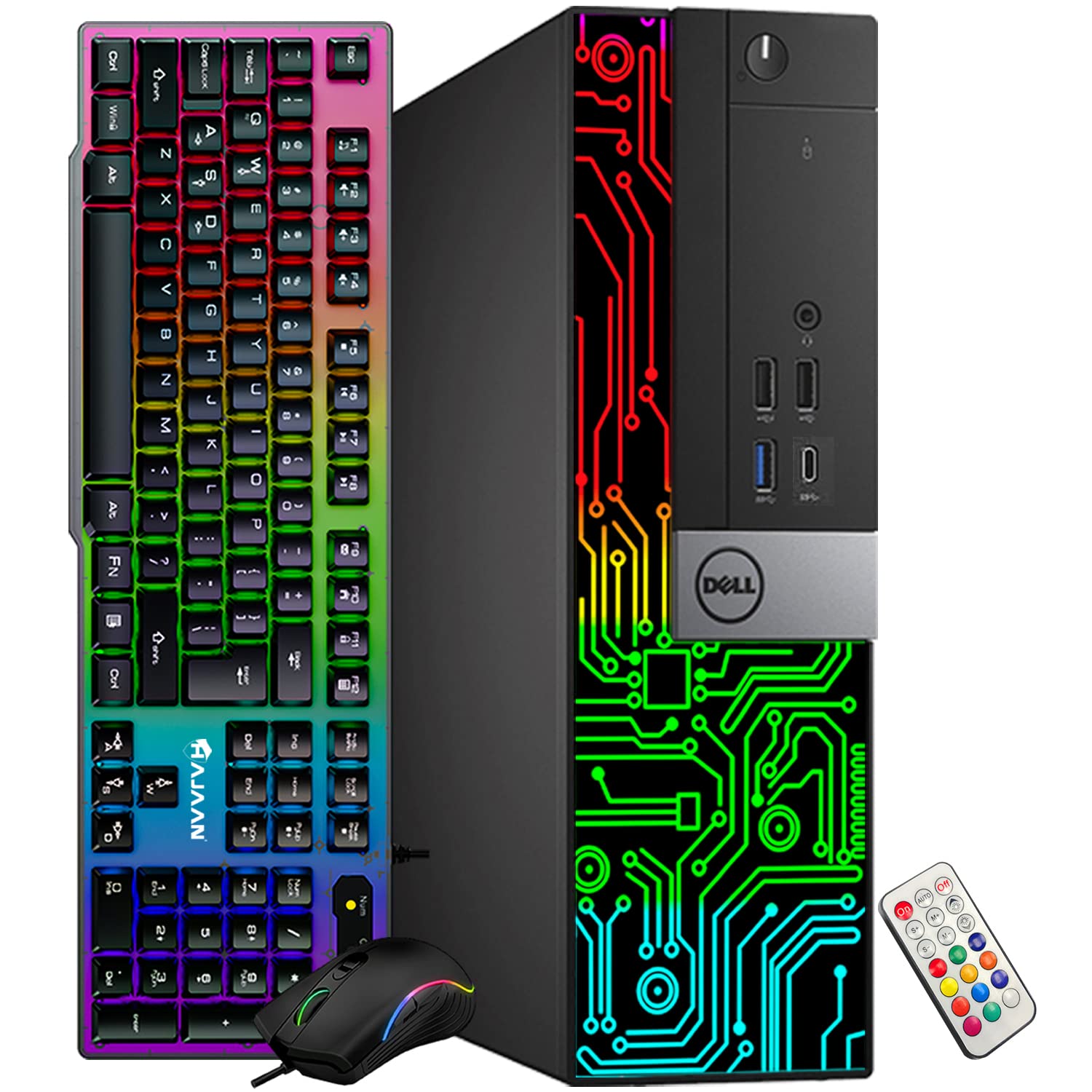 Dell OptiPlex 7050 SFF Computer Desktop PC, Intel Core i7-7700 3.60 GHz, 16GB DDR4 RAM, 512GB SSD, HDMI, DisplayPort, USB-C, Wi-Fi, RGB Keyboard and Mouse, Windows 10 Pro (Renewed)