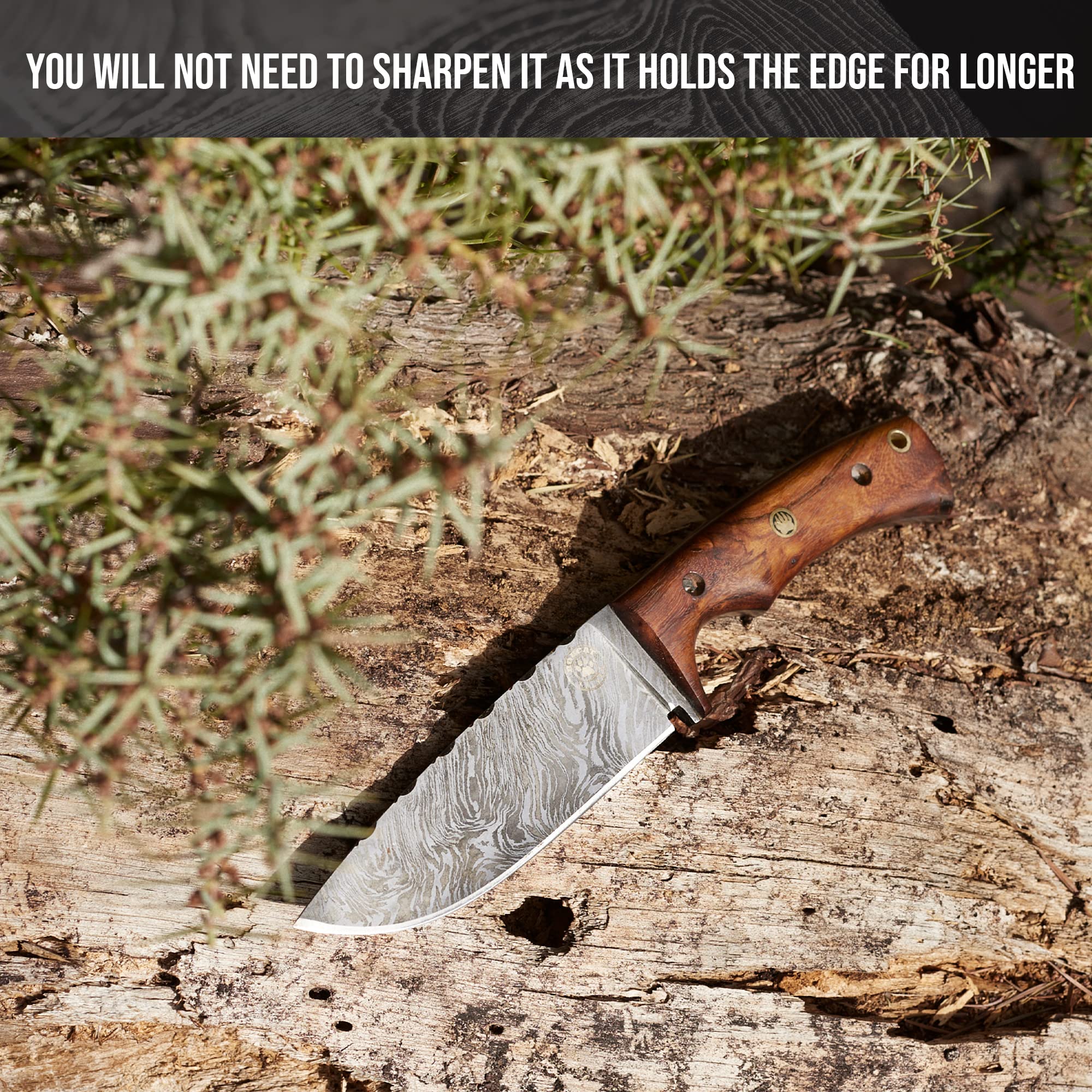 BIGCAT ROAR Handmade Hunting Knife - Bushcraft Full Tang Fixed Blade Hunting Knife with Sheath and Micarta Handle - 9″ Outdoor Knife - Black Panther