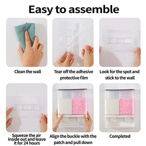 Sparktime Laundry Detergent Dispenser for Scent Booster Beads, Wall Mounted Dry Food Storage Container with Measuring Cups, Suitable for Rice, Beans, Solid Grain, Laundry Scent Beads(1500ml)
