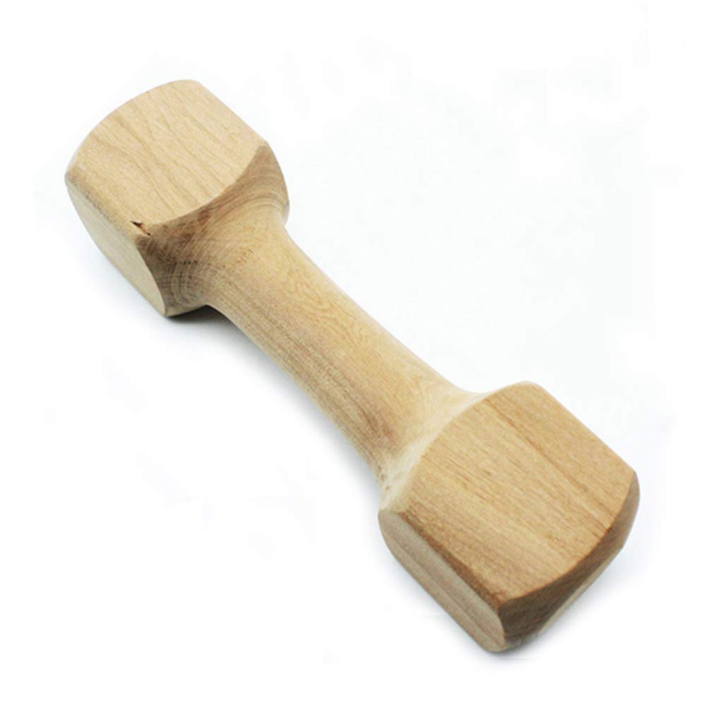 Kuntrona Safe Non-Toxic Wooden Dog Training Dumbbell Pet Bite Toys for Dogs Outdoor Interactive Supplies S M Burlywood 15X4.8CM