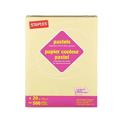 Staples 490948 Pastel Colored Copy Paper 8 1/2-Inch X 11-Inch Canary 500/Ream (14787)