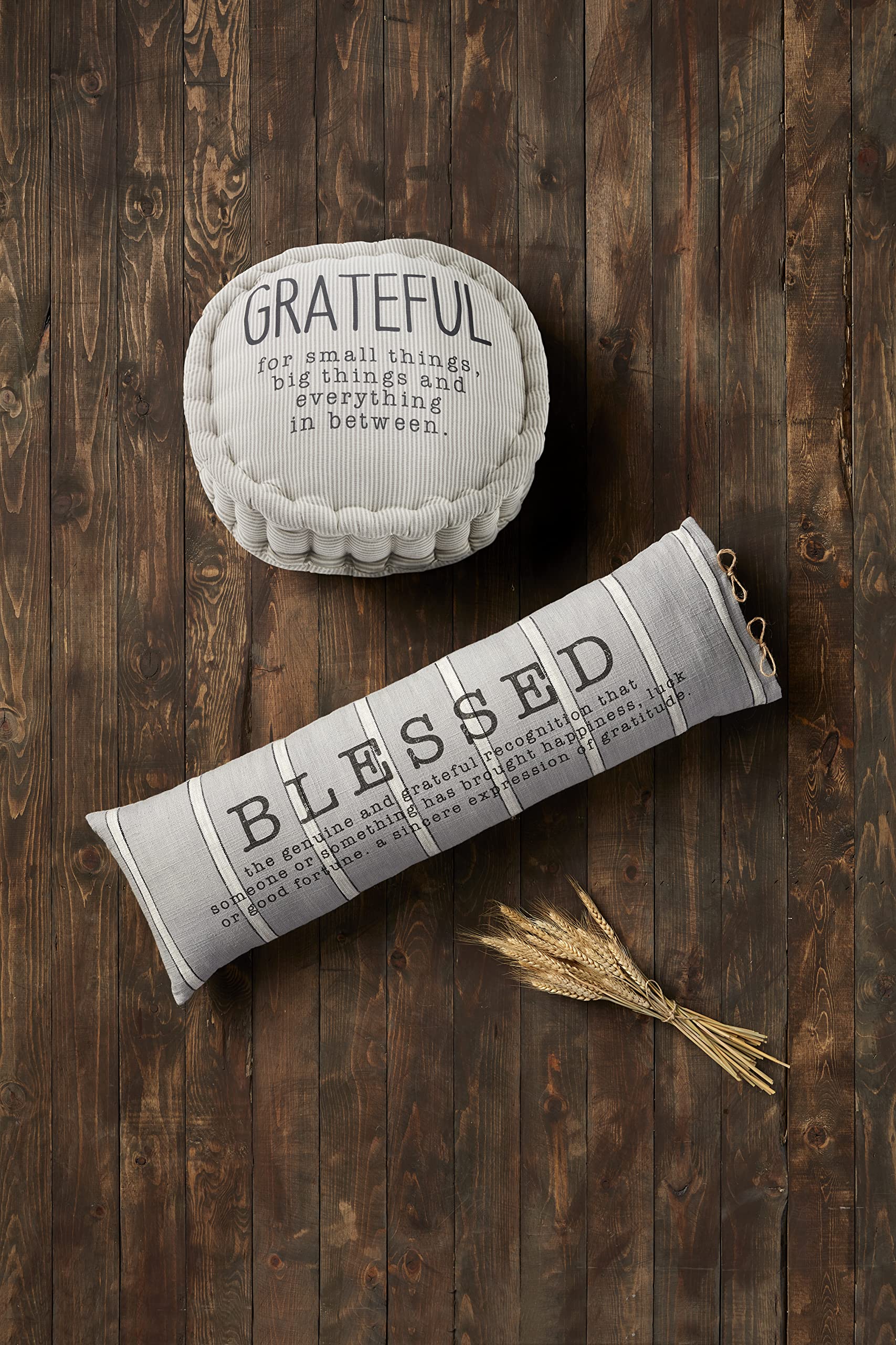 Mud Pie Blessed Definition Pillow, 11" x 35", Gray 51 Count