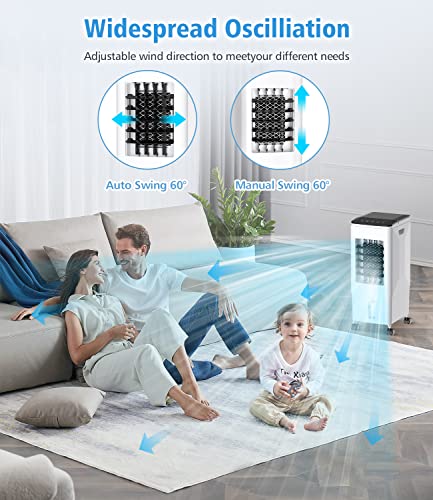 Portable Air Conditioners, Air Conditioner Portable, 3-In-1 Air Conditioners with 3 Wind Speeds & Remote Control, 60°Rotation, Air Conditioner Portable for Room Office Home