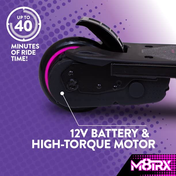 M8TRX 12V Electric Scooter for Kids Ages 6-12, Powered E-Scooter with Speeds of 8MPH (Pink)