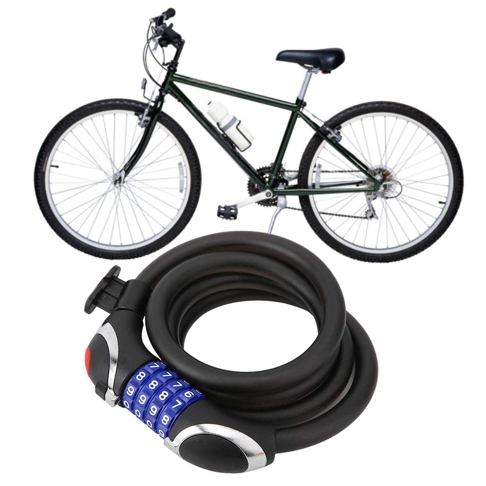 Bike Lock with 4-Digit Resettable Number, Cable Lock, High Security Light Password Anti-theft Security Steel Cable Lock for Cycling Outdoors