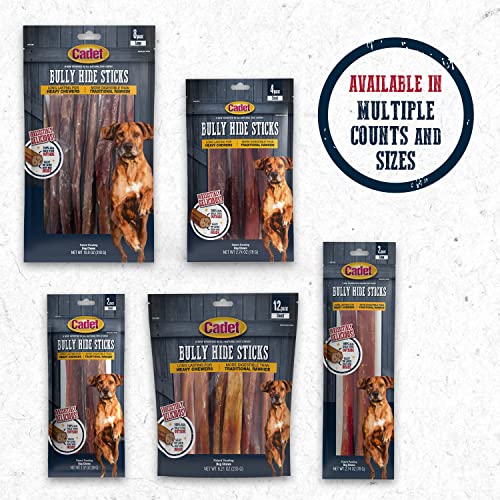 Cadet Bully Hide Sticks for Small, Medium and Large Dogs β All-Natural Beef Pizzle, High Protein, Low Fat, Long-Lasting, Grain & Rawhide-Free Dog Chews for Aggressive Chewers, Large (7 Count)