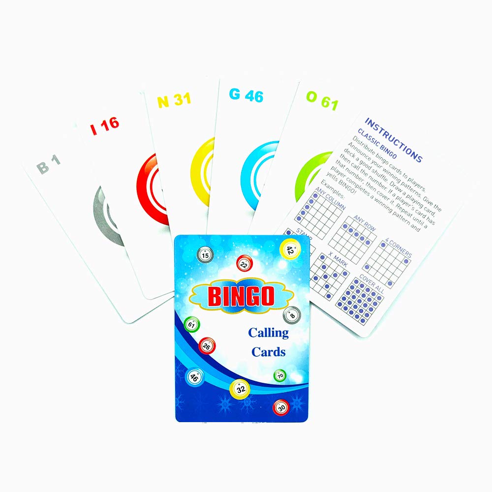 Yuanhe 2.5"X3.5" Bingo Calling Cards - Colorful and Durable Bingo Cards for Bingo Games, Complete Deck of 75 Numbers(B1-O75)