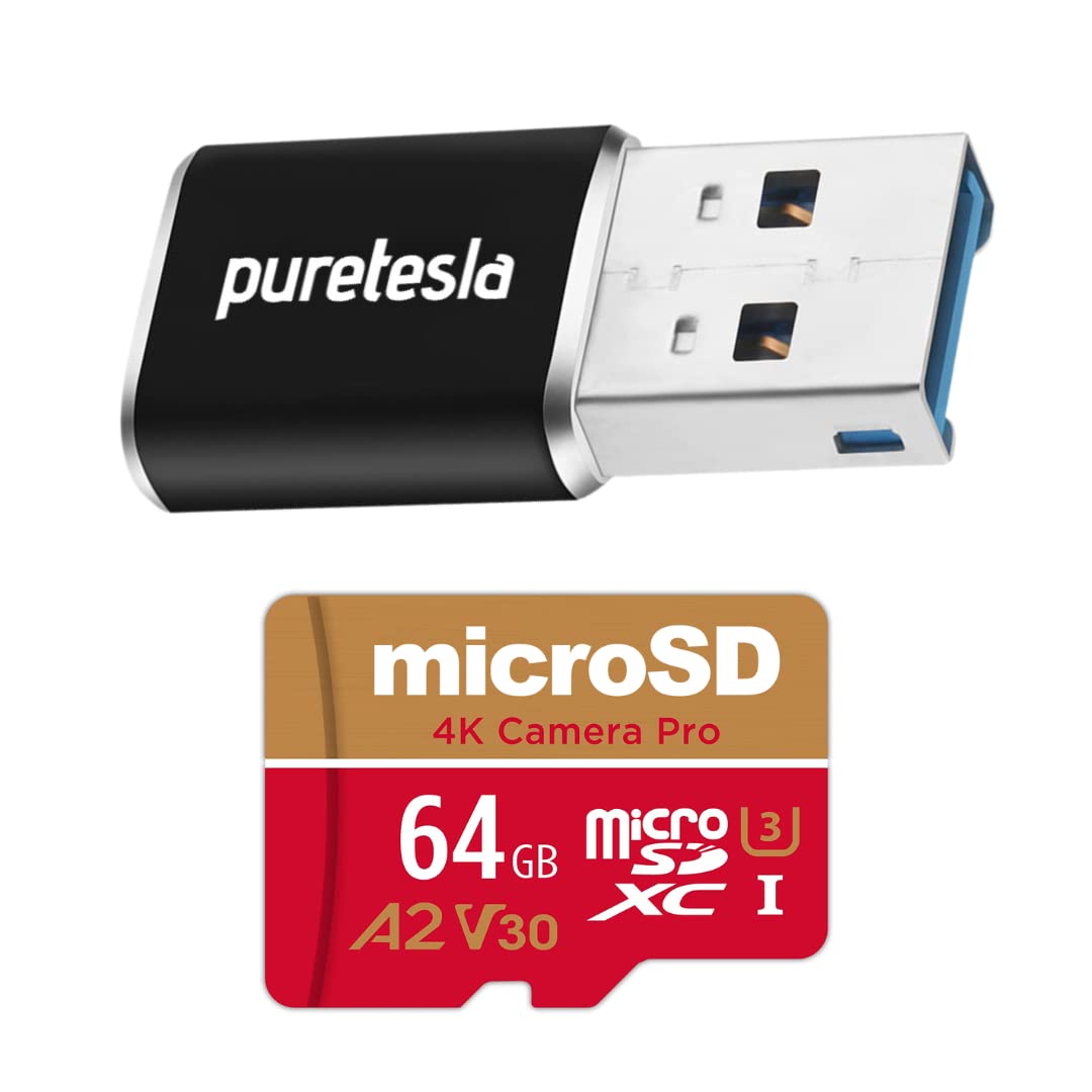 DashCam Tesla USB Drive 64 GB – Plug and Play USB Endurance microSD Drive Pre-Formatted for Tesla, TeslaCam, Dashcam, and Sentry Mode - Works with Model S 3 X Y