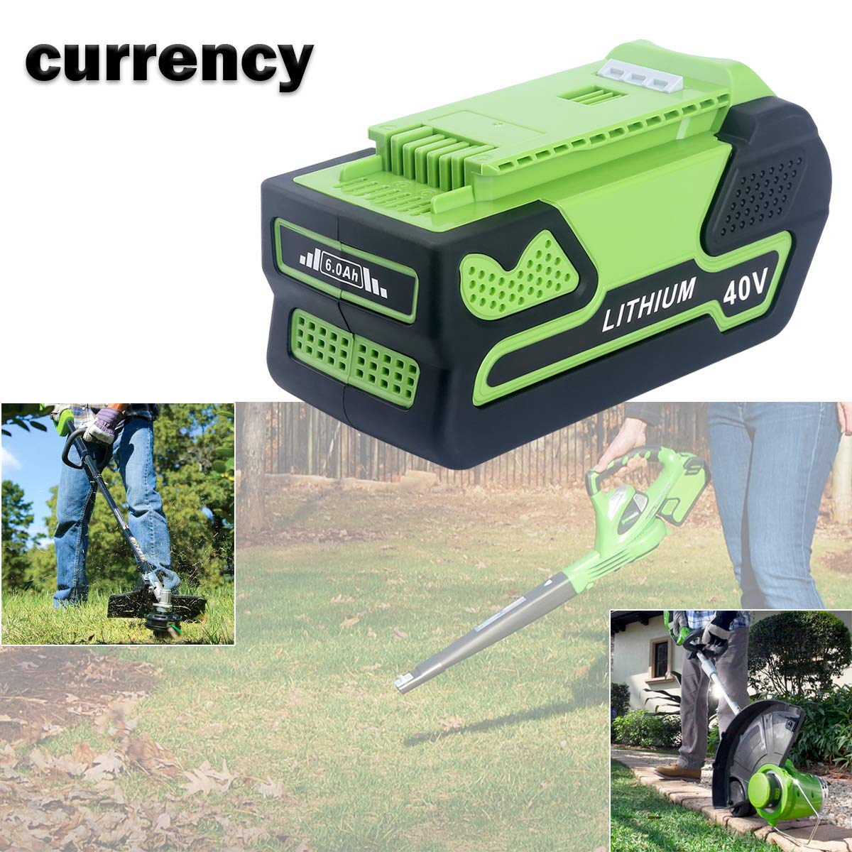 Biswaye 29472 6.0Ah 40V Lithium Battery Replacement for GreenWorks 40V G-MAX Power Tools 29462 29252 20202 22262 25312 25322 20642 22272 27062 21242 Battery