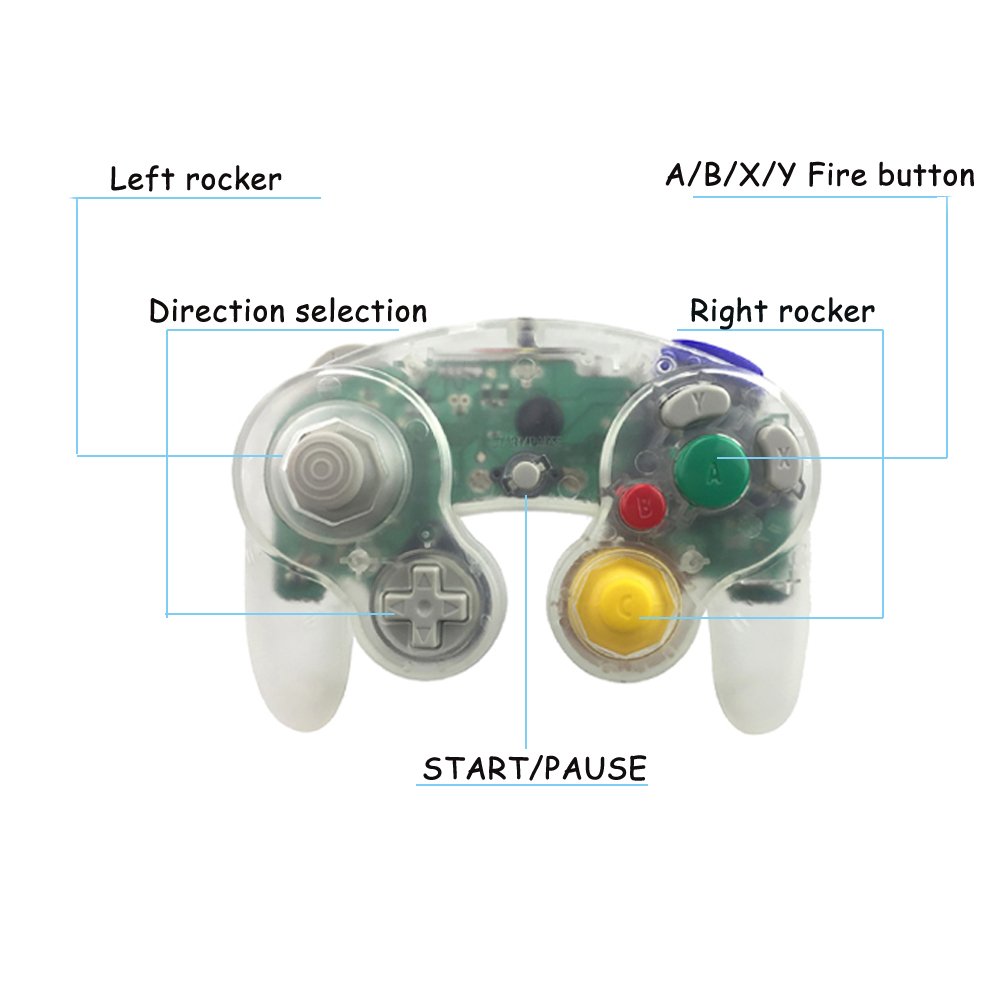 Reiso 2 Packs NGC Controllers Classic Wired Controller for Wii Gamecube (Light Orange and Green)