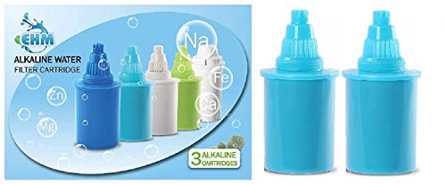 EHM 2 Pack Alkaline Mineral Water Filters Replacement Cartridges (Blue)