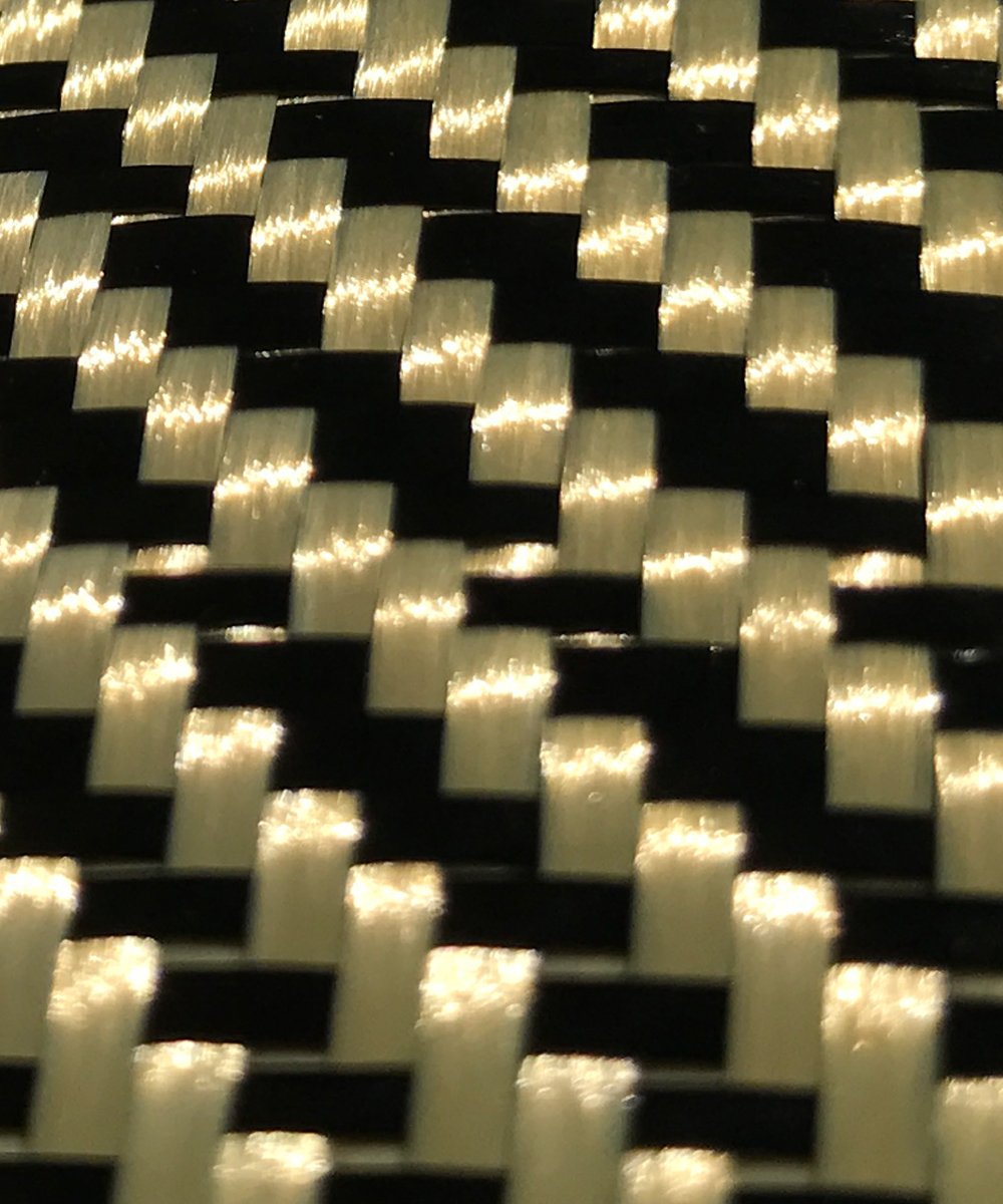 Kevlar Fabric - (YEL-Blk 5 ft x 1 Meter) 2x2 Twill WEAVE-3K/200g