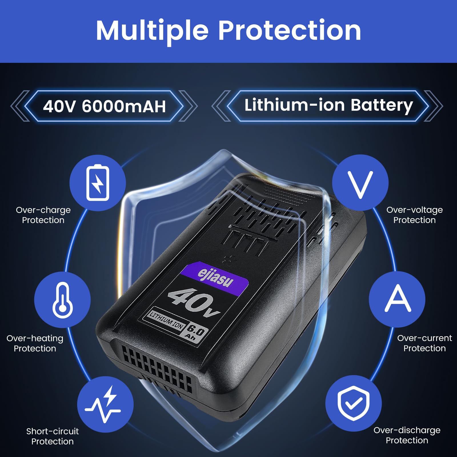 eJiasu Replacement for Kobalt 40V Battery: 6.0Ah Lithium ion Replace for 40 Volt Max Batteries KB-540-06 KB440-06β KB240-06 KB2540C-06 KB640-03 Cordless Power Tool Battery (Blue)