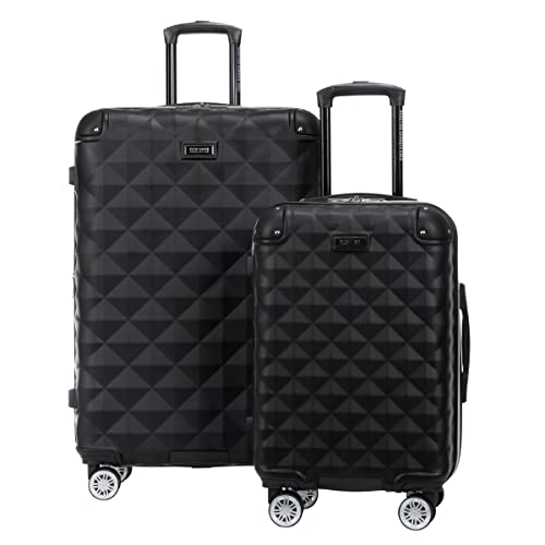 Kenneth Cole Reaction Diamond Tower Collection Lightweight Hardside Expandable 8-Wheel Spinner Travel Luggage, Black, 2-Piece Set (20" & 28")