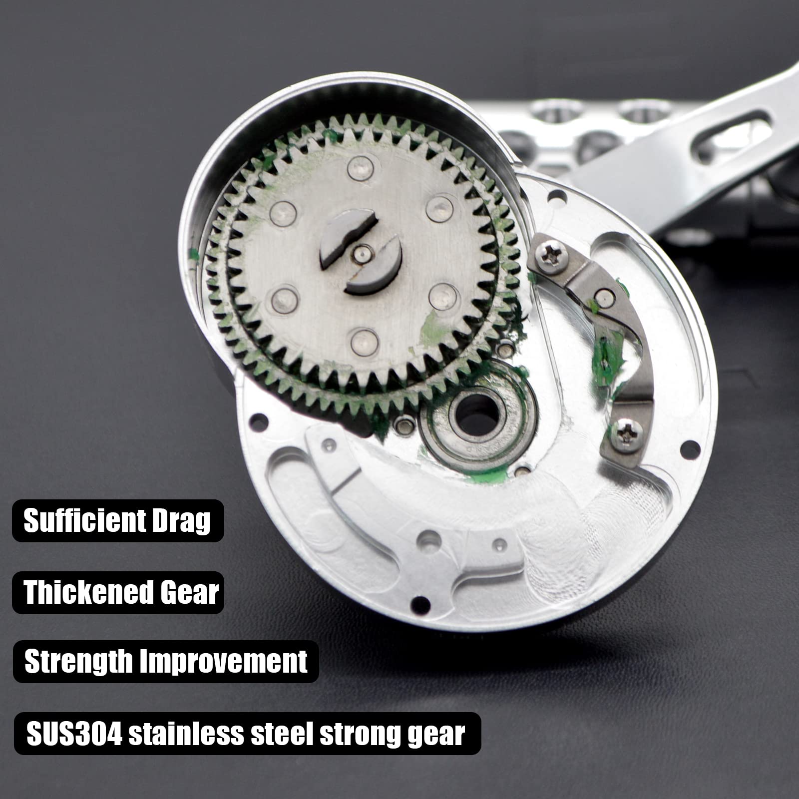 CAMEKOON Conventional Lever Drag 2-Speed Trolling Fishing Reel, 4.5:1/2.1:1 Gear Ratio, Overhead Multiplier Saltwater Reel, 25kg Powerful Carbon Drag
